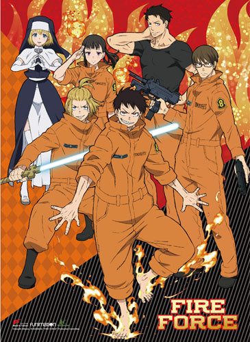 Fire Force Training Suit Group Art Wall Scroll – All Blue Anime